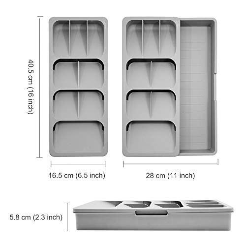Kitchen DrawerStore Expandable Set,Expandable Plastic Kitchen Cabinet Drawer Storage Organizer Tray - for Storing Organizing Cutlery, Spoons, Cooking Utensils, Gadgets