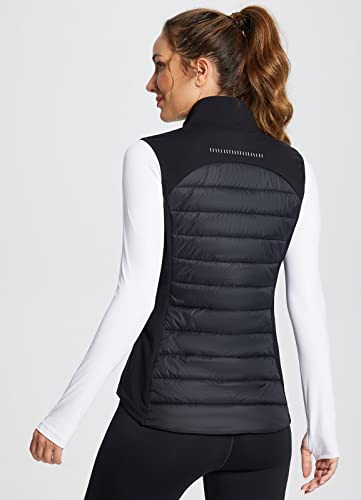 baleaf Women's Lightweight Warm Puffer Vest Running Winter Hybrid Sleeveless Quilted Water Resistant Jacket Black M