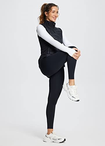 baleaf Women's Lightweight Warm Puffer Vest Running Winter Hybrid Sleeveless Quilted Water Resistant Jacket Black M
