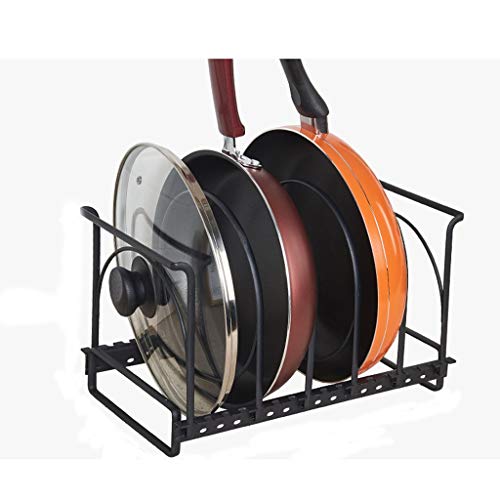 XJJZS Metal Pan Pot Lid Organizer Adjustable Dish Rack Drainer Cutting Board Holder Cookware Stand Holder for Cabinet Storage