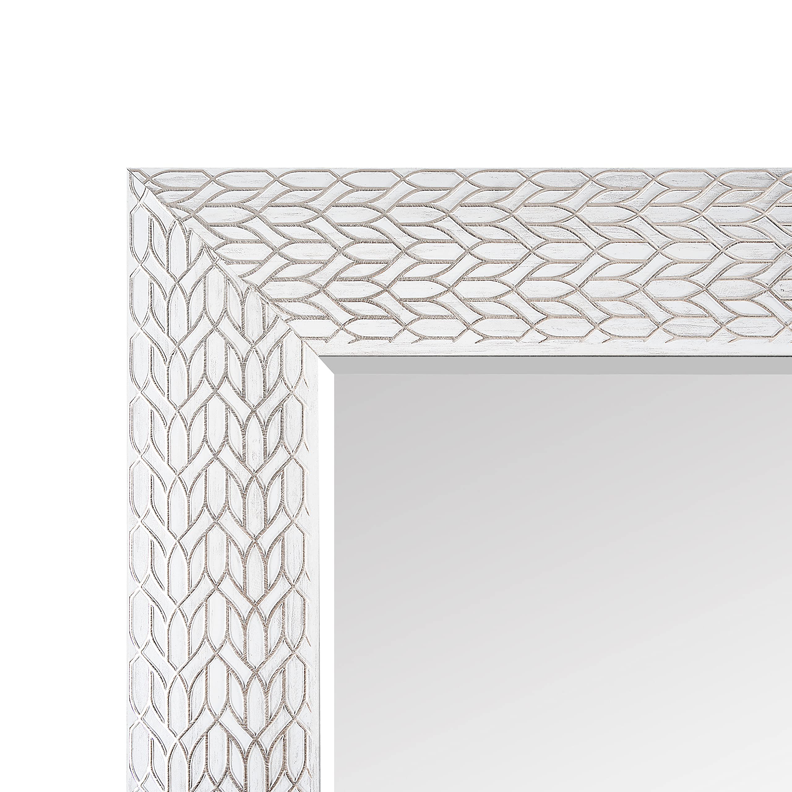 Naomi Home Samantha Woven Floor Mirror Full Length Mirror Standing Large Rectangle Full Body Long Mirrors for Bedroom Dressing Room Silver 66 L x 32 W