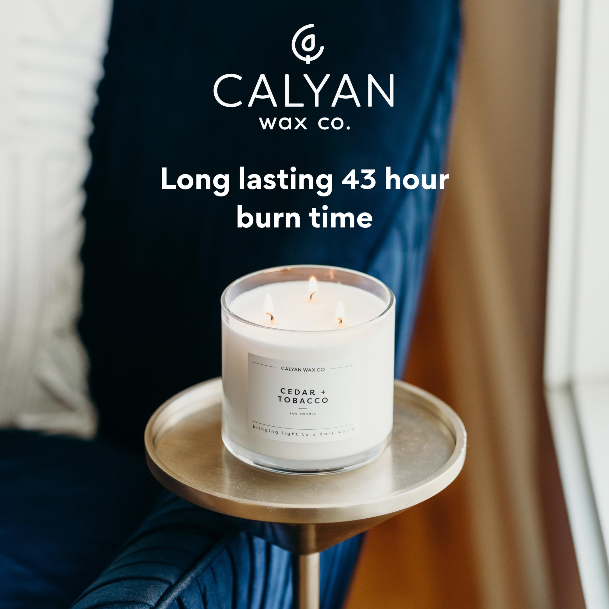 Calyan Wax Co. 3 Wick Candle, Home + Holiday Scented Candle, 43 Hour Burn Time, 3 Wick Soy Candles, Non Toxic & Vegan Soy Wax, Glass Jar Scented Candles, 14.9oz