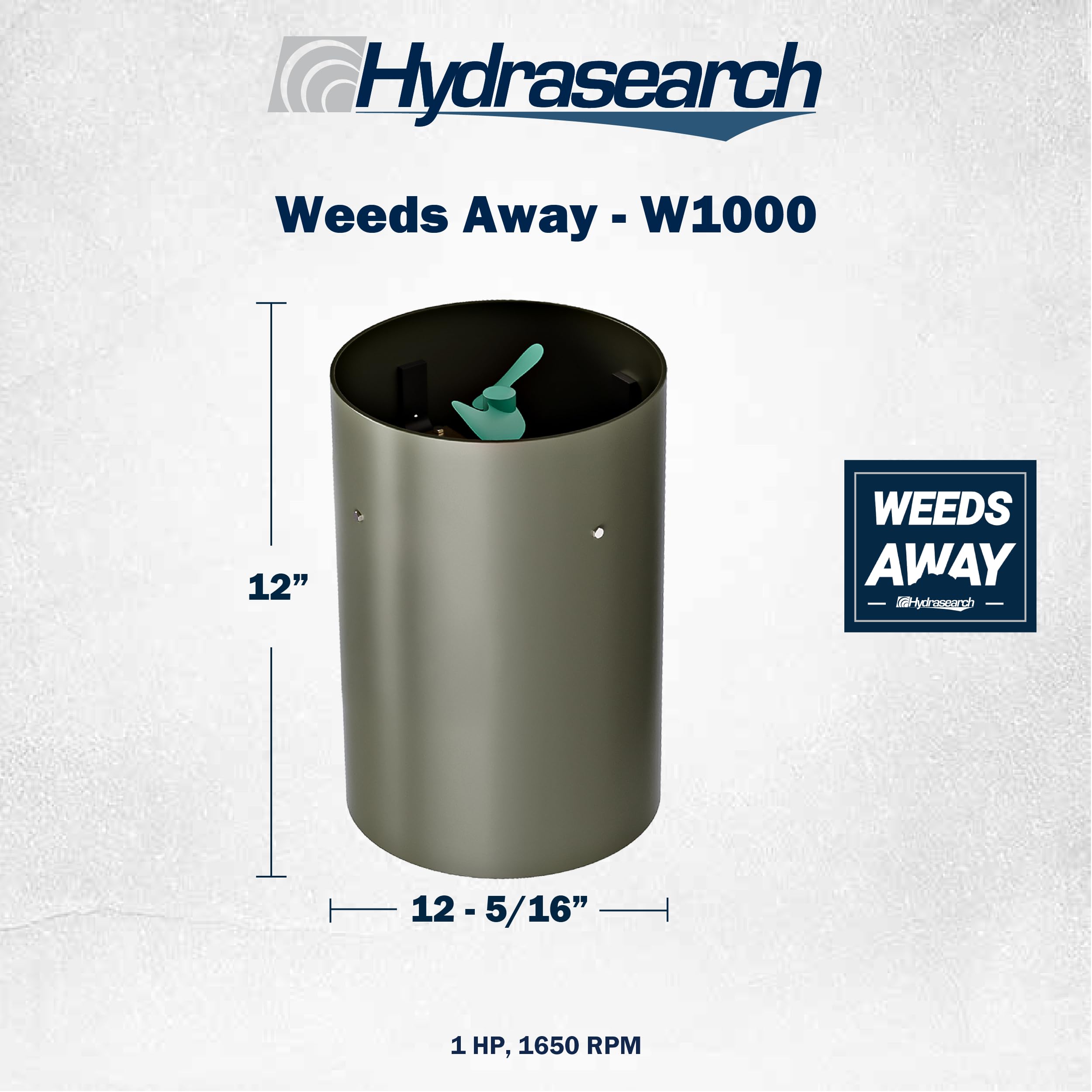 Weeds Away | 1 HP, 115V | with Shallow Water Stand | Protects Ponds & Lakes from Weeds | Hydrasearch | WS1000.100 (100 Feet Cord)