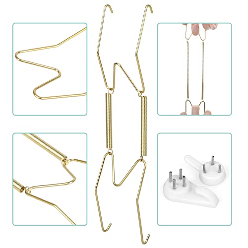 EEEKit 12 Pack Plate Hangers for The Wall, 6 8 10 Inch Invisible Wall Plate Hangers with 16 Pack Wall Hooks, Stainless Hanging Plate Holder for Decorative Plate Antique Dishes Easel Decor