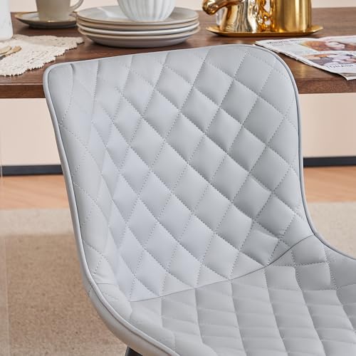 Kidol & Shellder Upholstered Dining Chairs Set of 2 Kitchen Dining Room Chairs Mid Century Modern Kitchen Chairs Dining Table Chairs Faux Leather Side Chair for Waiting Living Room Bedroom(Gray)