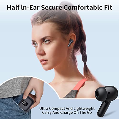 Wireless Earbuds Bluetooth Headphones LED Power Display Earphones Active Noise Cancelling Ear Buds with Charging Case Bluetooth 5.3 Hi-Fi Stereo in-Ear Earbuds for iPhone/Android/PC/Laptop (Black)