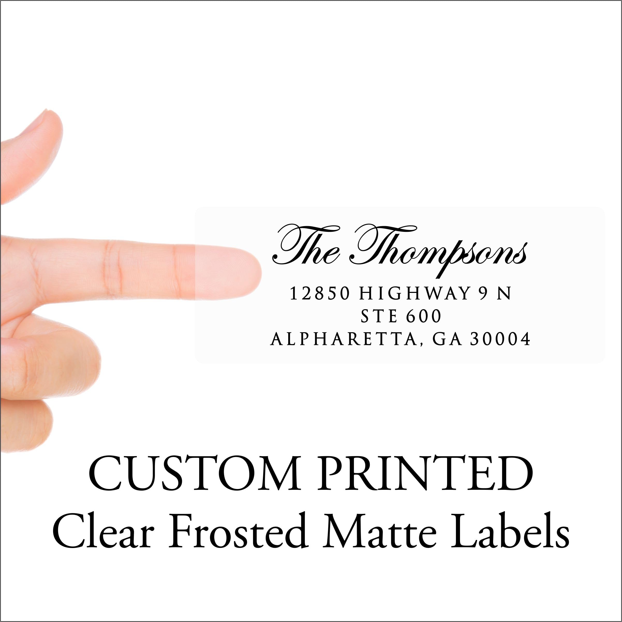 PrettySweetParty Clear Address Labels - Frosted Clear Transparent Custom Printed Personalized Return Address Labels for Envelopes (Edwardian Script)