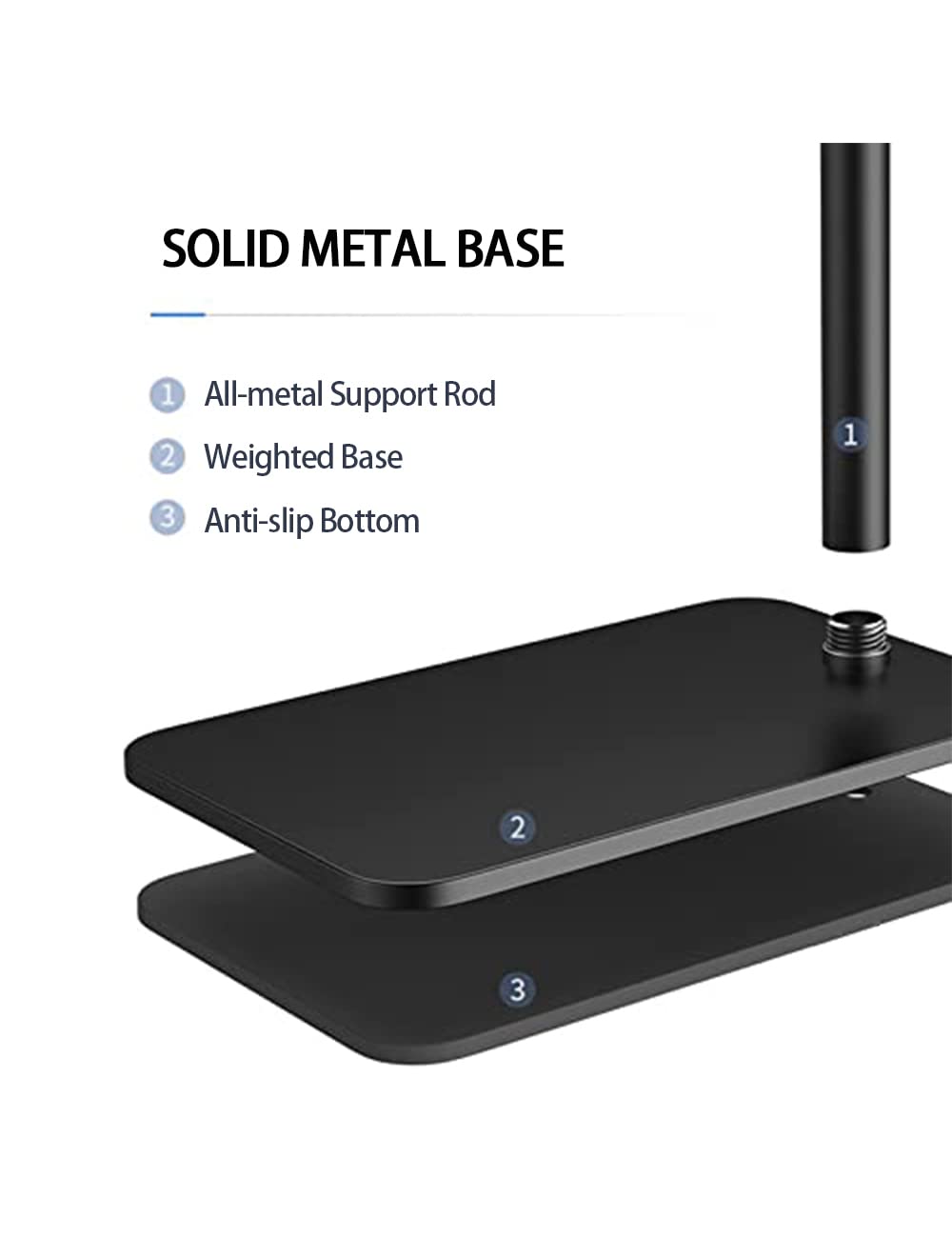 HIBORI Projector Stand Floor Projector Mount Adjustable Height 16 to 48 Inch Universal Projector Ceiling Mount 360 Degree Rotation Compatible with XGIMI, VANKYO, Jinhoo, AuKing
