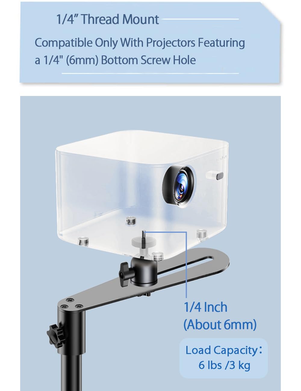 HIBORI Projector Stand Floor Projector Mount Adjustable Height 16 to 48 Inch Universal Projector Ceiling Mount 360 Degree Rotation Compatible with XGIMI, VANKYO, Jinhoo, AuKing