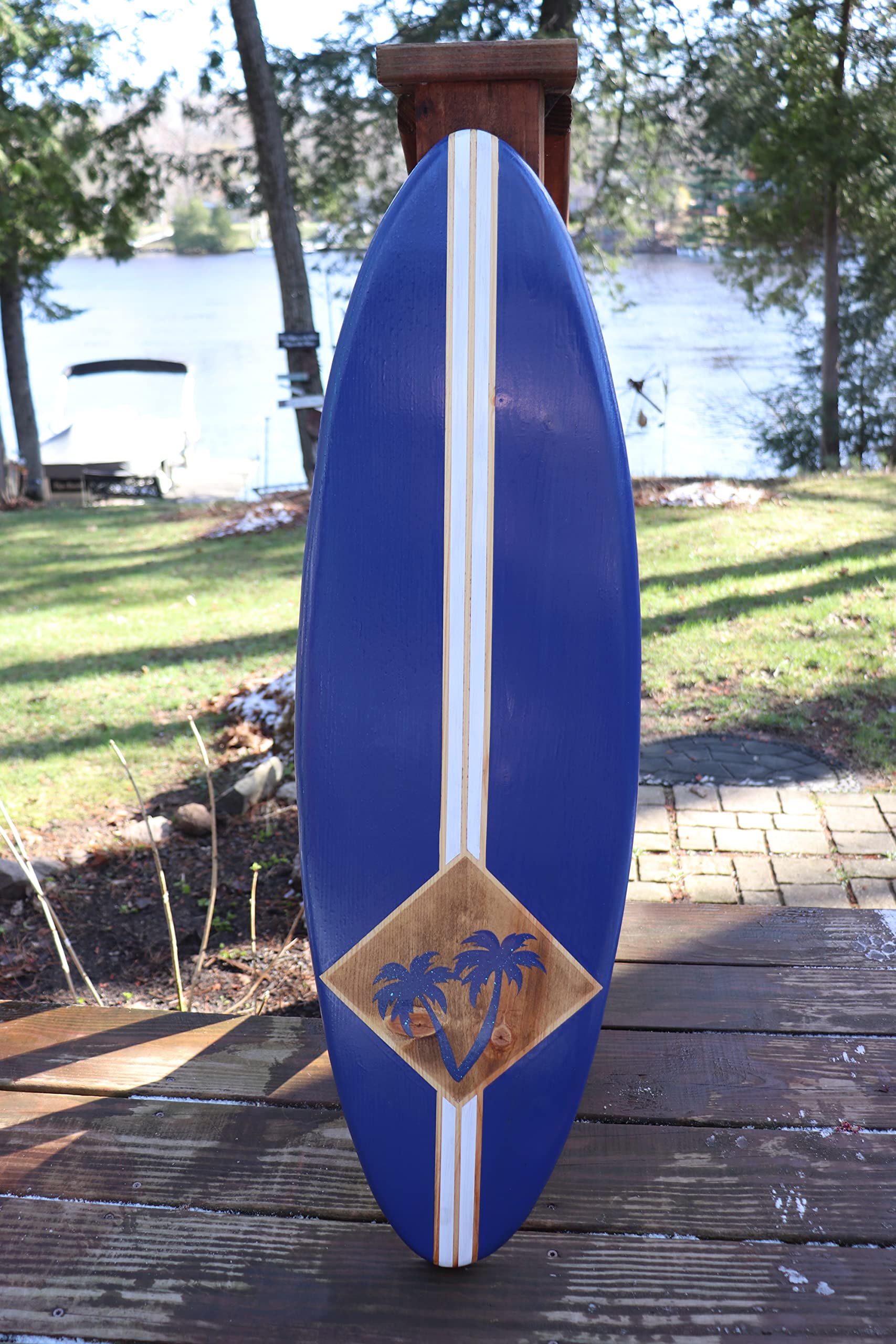Large Wood Surfboard Turtle Wall Art 3 Feet, Custom Colors Beach Coastal Decor