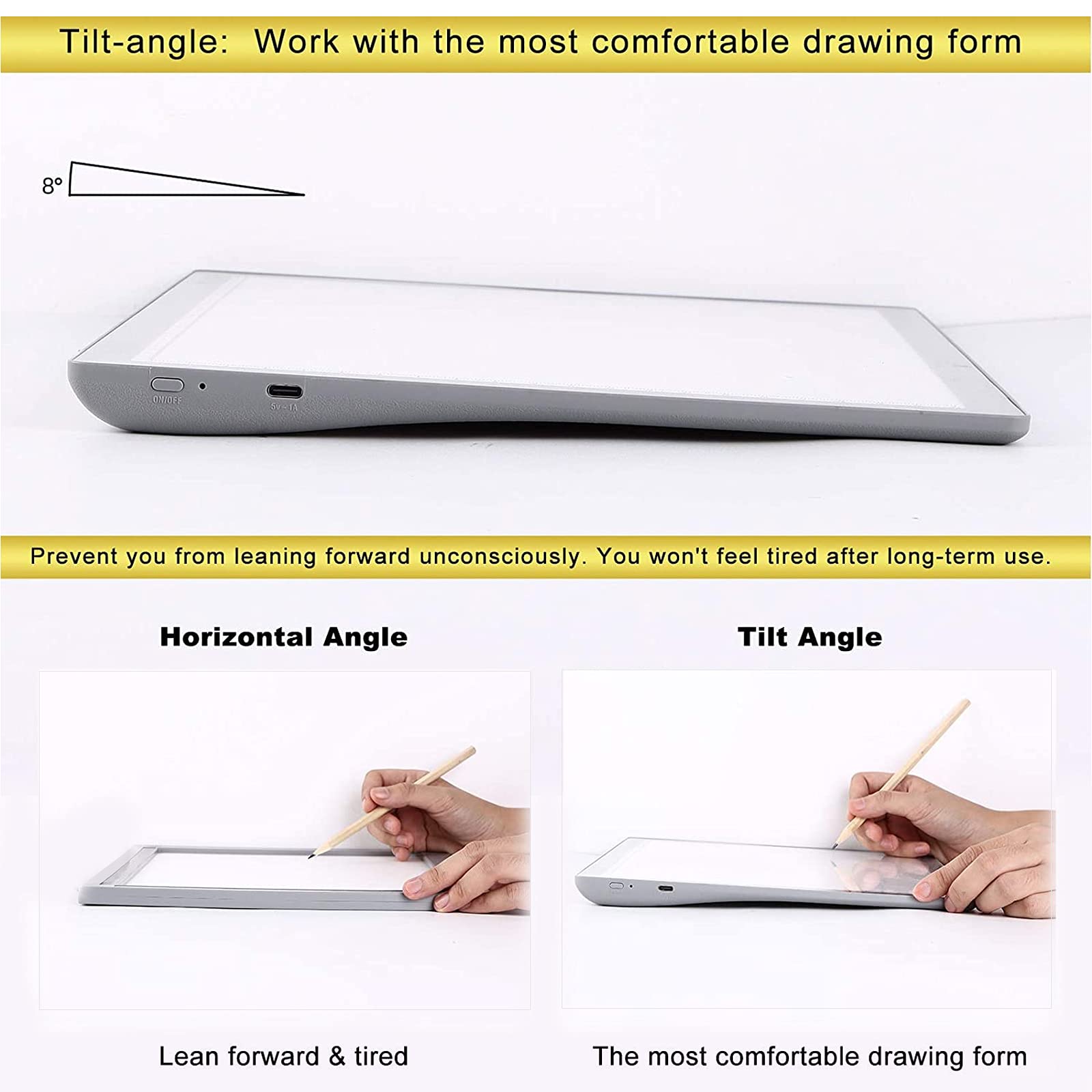 TOHETO Portable A4 Tracing LED Copy Board with Carry Bag, Cordless Battery Powered 5 Levels Brightness Light Box Rechargeable Light Board for Weeding Vinyl X-ray Viewing Diamond Painting (Grey)