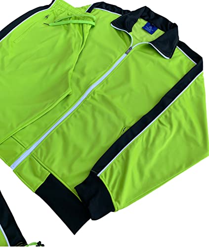 Royal Threads Canada 2-piece Tracksuit Series Three Jogging Outfit Featured Slim Fit Track pants & Sports Track Jacket Outfit Lime Green