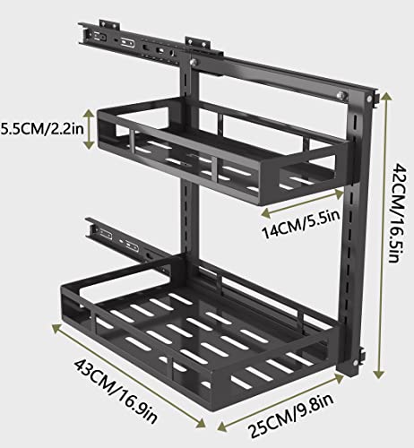 COVAODQ Under Sink Organizers and Storage, Pull Out Sliding Drawers Height Adjustable 2 Tier Under-Sink Organizers with Sliding Drawer Under Sliding Cabinet Basket Organizer for Bathroom Kitchen
