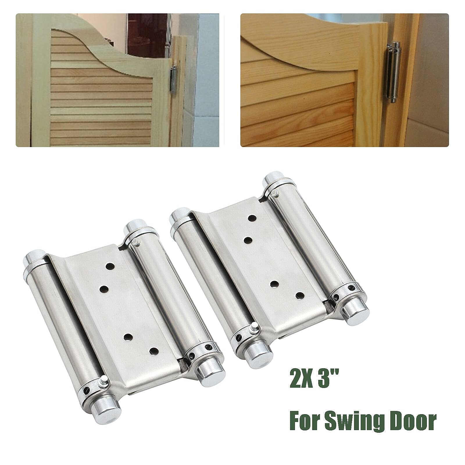 Kitchen Doors Cabinet Hinges,Cupboard Door Clip-on,Durable 4pcs 3Inch Double Action Hinges Swing Spring Hinge Stainless Steel Gate Spring Hinge Door Furniture Cabinet Drawer Hardware Tool for Doors