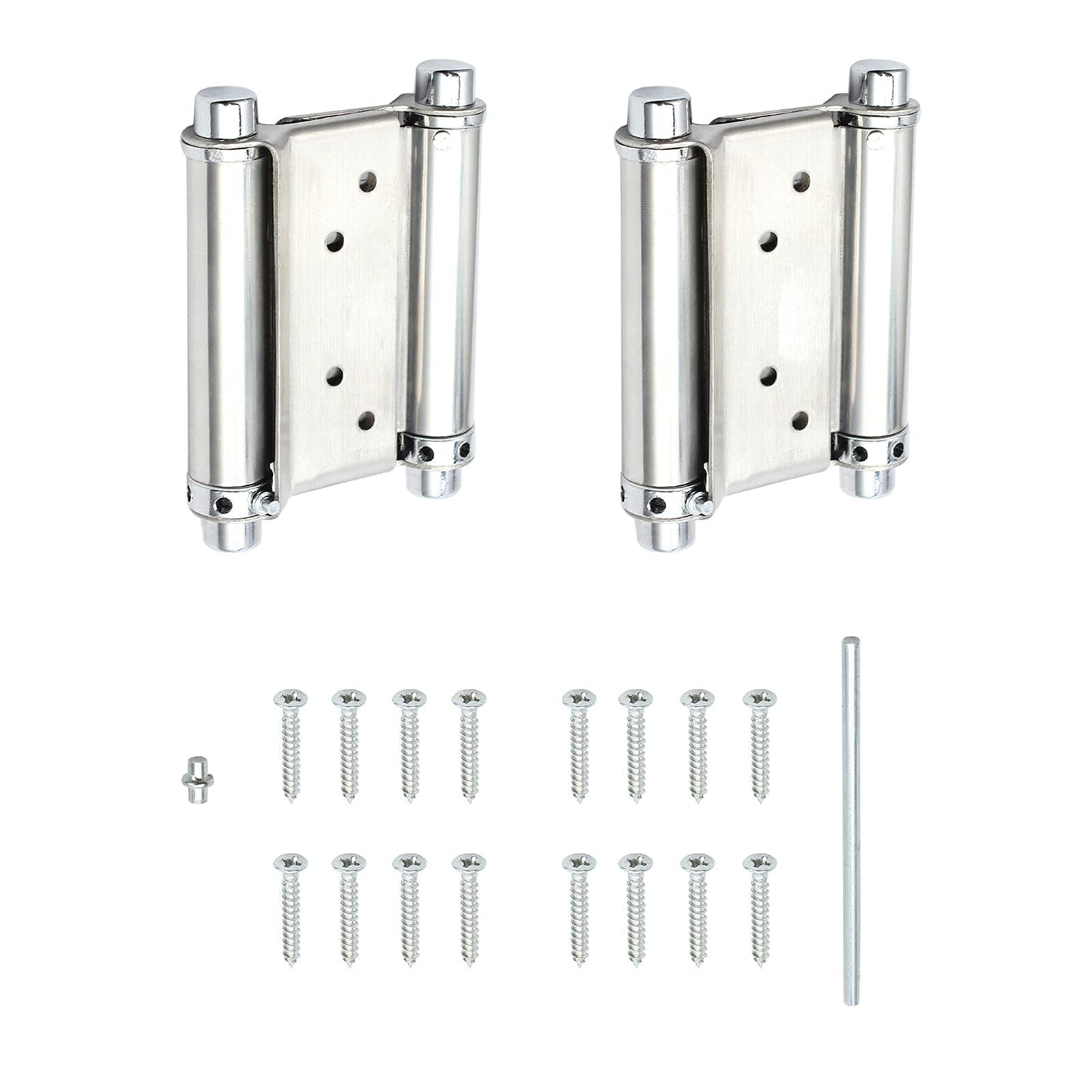 Kitchen Doors Cabinet Hinges,Cupboard Door Clip-on,Durable 4pcs 3Inch Double Action Hinges Swing Spring Hinge Stainless Steel Gate Spring Hinge Door Furniture Cabinet Drawer Hardware Tool for Doors