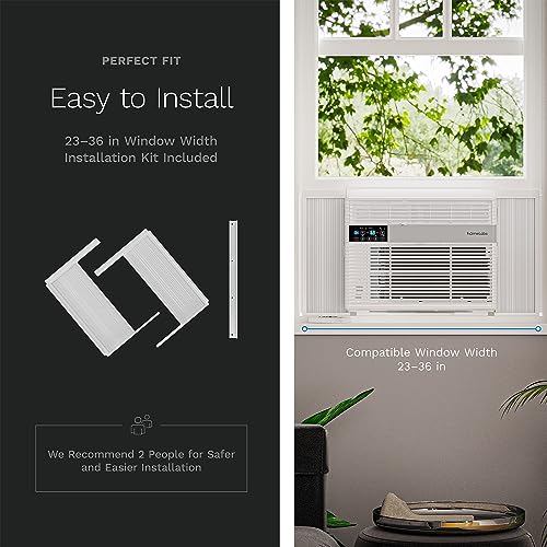 hOmeLabs Window Air Conditioner 10000 BTU - Smart Control, Eco Mode, LED Control Panel - Low Noise, Remote Control - Compatible with Alexa/Google Assistant - White - Ideal For Rooms up to 450 Sq. Ft.