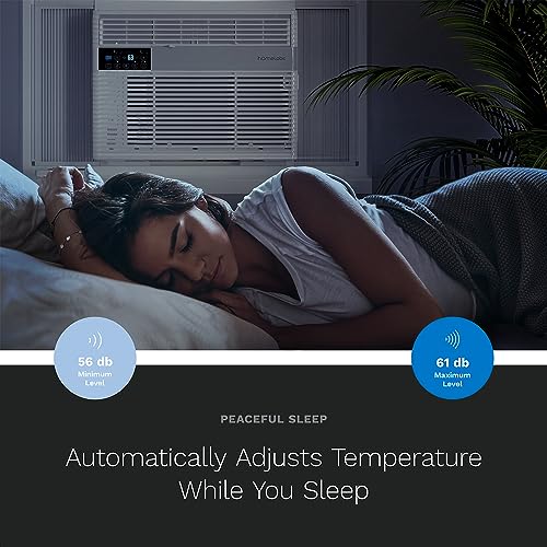 hOmeLabs Window Air Conditioner 10000 BTU - Smart Control, Eco Mode, LED Control Panel - Low Noise, Remote Control - Compatible with Alexa/Google Assistant - White - Ideal For Rooms up to 450 Sq. Ft.