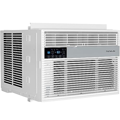 hOmeLabs Window Air Conditioner 10000 BTU - Smart Control, Eco Mode, LED Control Panel - Low Noise, Remote Control - Compatible with Alexa/Google Assistant - White - Ideal For Rooms up to 450 Sq. Ft.