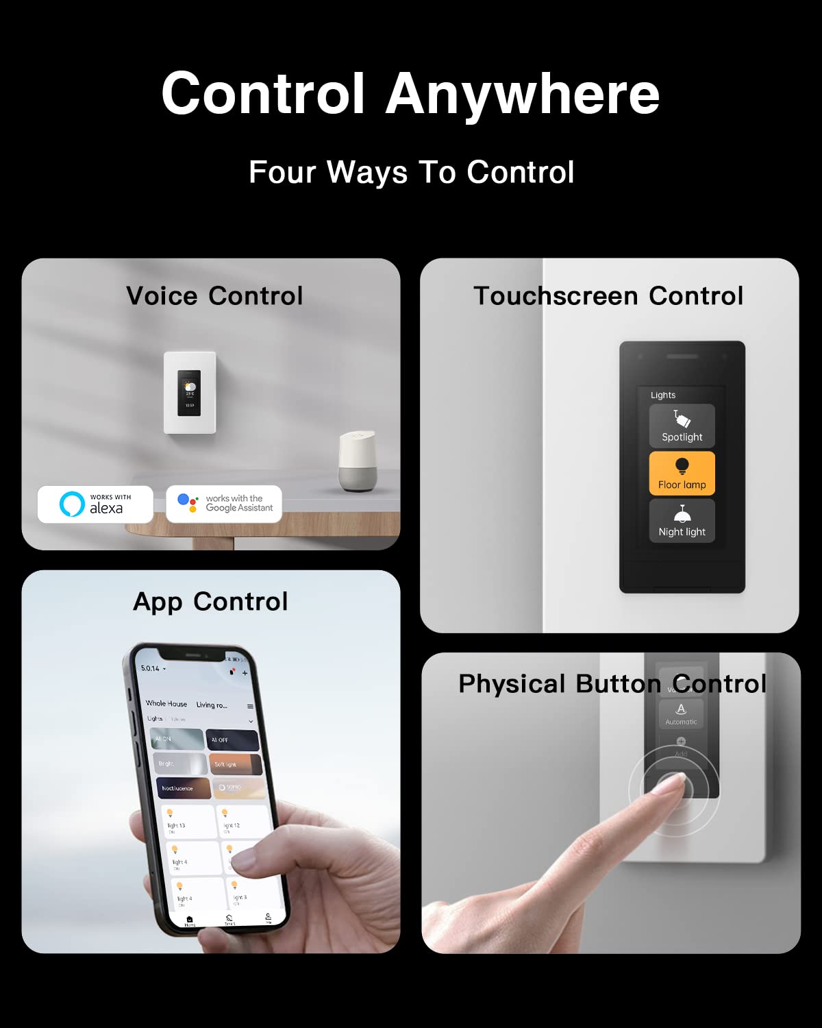 Smart Dimmer Switch with Touchscreen, ORVIBO Matter-Certified Single Pole Wi-Fi Dimmable Light Switches, Works with Alexa & Google Home, Neutral Wire Required (Dimmer)