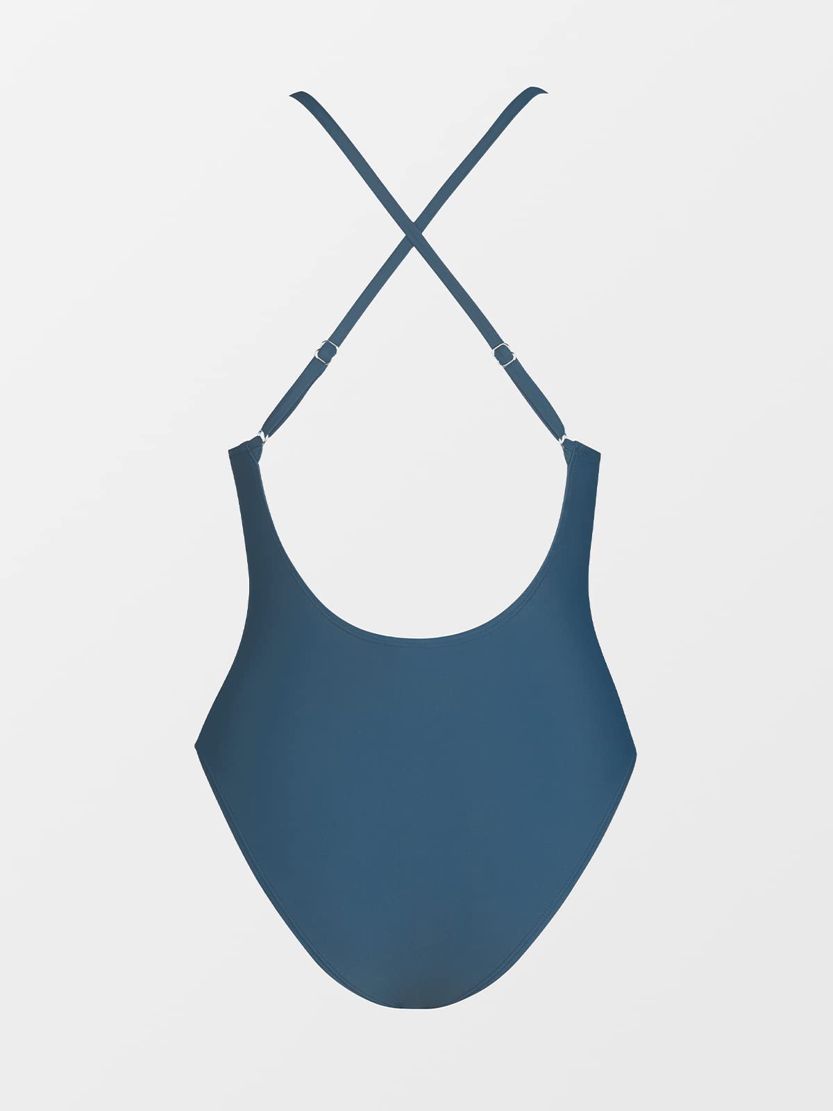 CUPSHE Women Swimsuit One Piece Bathing Suit Deep V Neck Crisscross Back Adjustable Strap Blue M