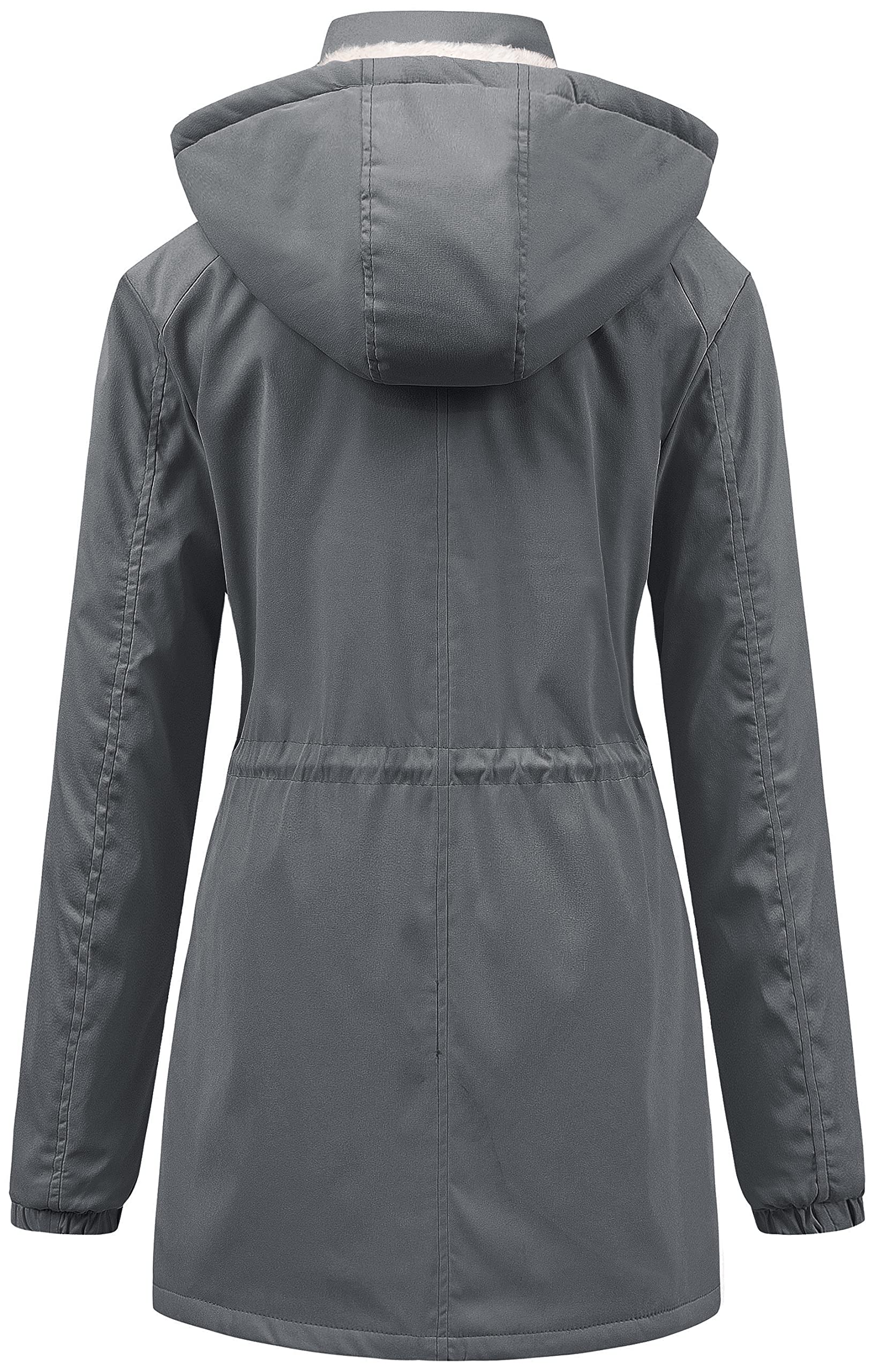 Chrisuno Ladies Winter Coats For Women Hooded Warm Down Alternative Outerwear Parka Jackets Grey XL