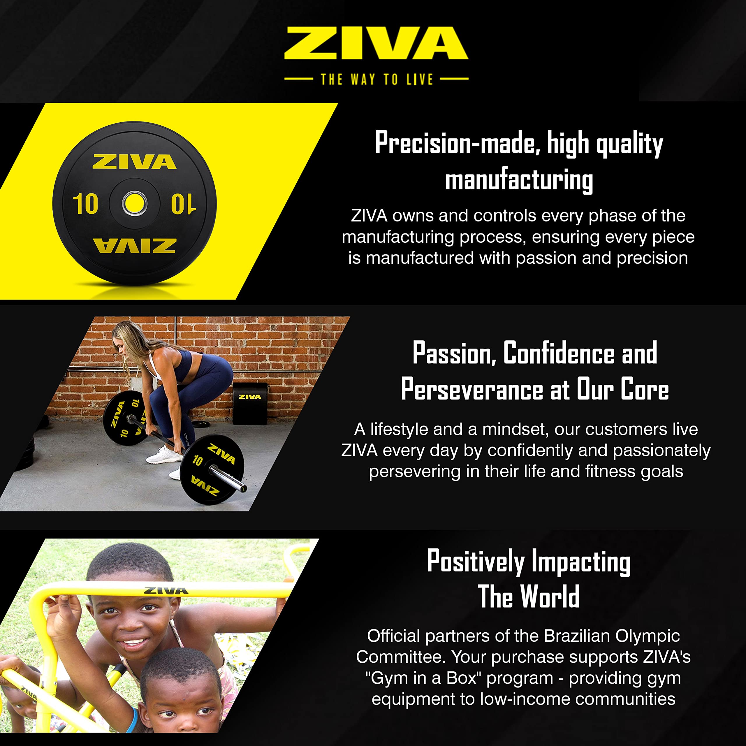 ZIVA Rubber Bumper Weight Plate - One Piece 10 lbs. Strength Training Plate - Fits 2” Olympic Bars - Precision-Calibrated Iron Weight, Ultra Durable Premium Virgin Rubber Coating - Low Bounce (10)