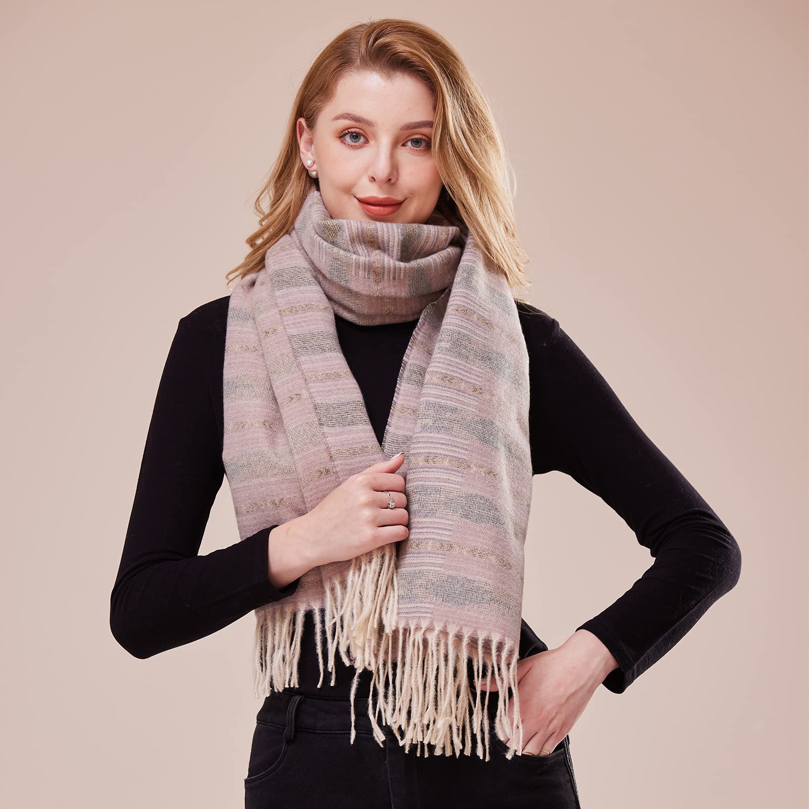 Rofilan Womens Cashmere Feel Scarf Winter Large Warm Scarves Wrap Shawl with Tassel