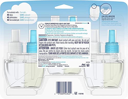 Febreze Odor-Fighting Fade Defy PLUG Air Freshener Refill, Linen & Sky, (3) .87 fl. oz. Oil Refills