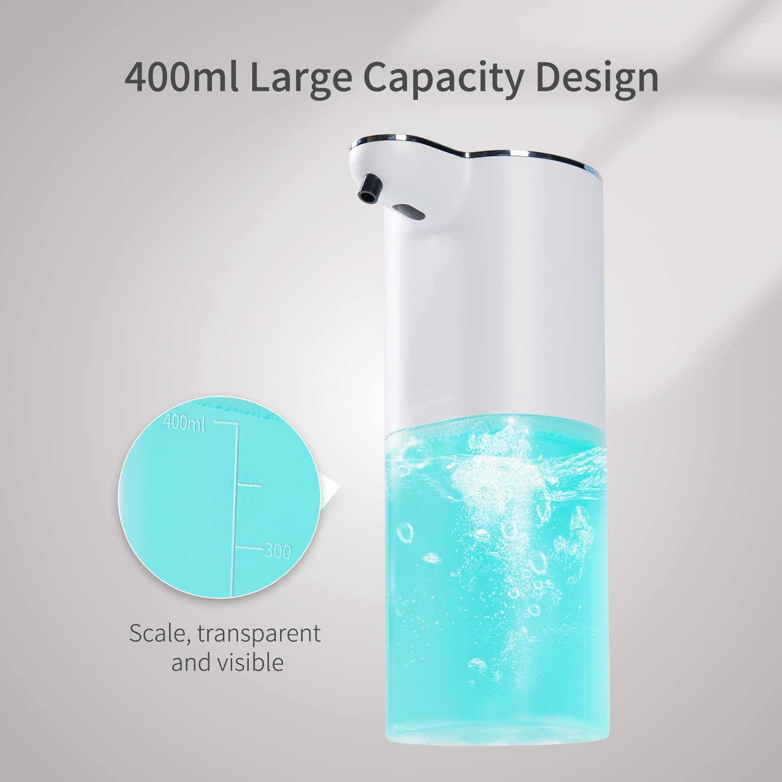 Hand Sensor Soap Dispenser, Wisekoti P9 Hands Free Foaming Soap Dispenser, Rechargeable, Motion Sensor Automatic Foam Soap Dispenser Touchless for Kitchen & Bathroom, Handless Soap Dispenser