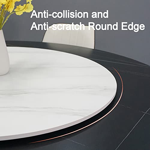Tabletop Lazy Susan Handmade Rock Slab Quartz Lazy Susan Turntable Rotating Serving Tray for Outdoor Patio Table, Family Style Dining, Games, Parties, Wedding, 70-90cm