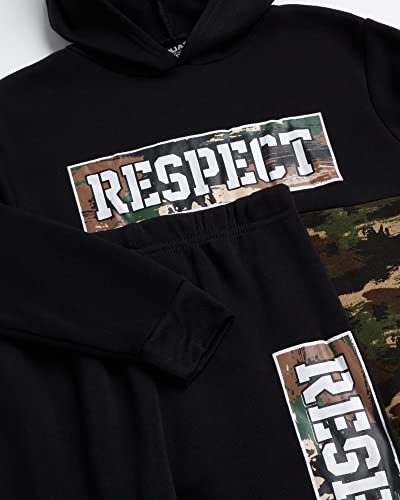 Quad Seven Boys' Fleece Jogger Set - 4-Piece Athletic Pullover Fleece Hoodie Sweatshirt and Jogger Sweatpants (Size: 4-16), Size 8, Camo Respect