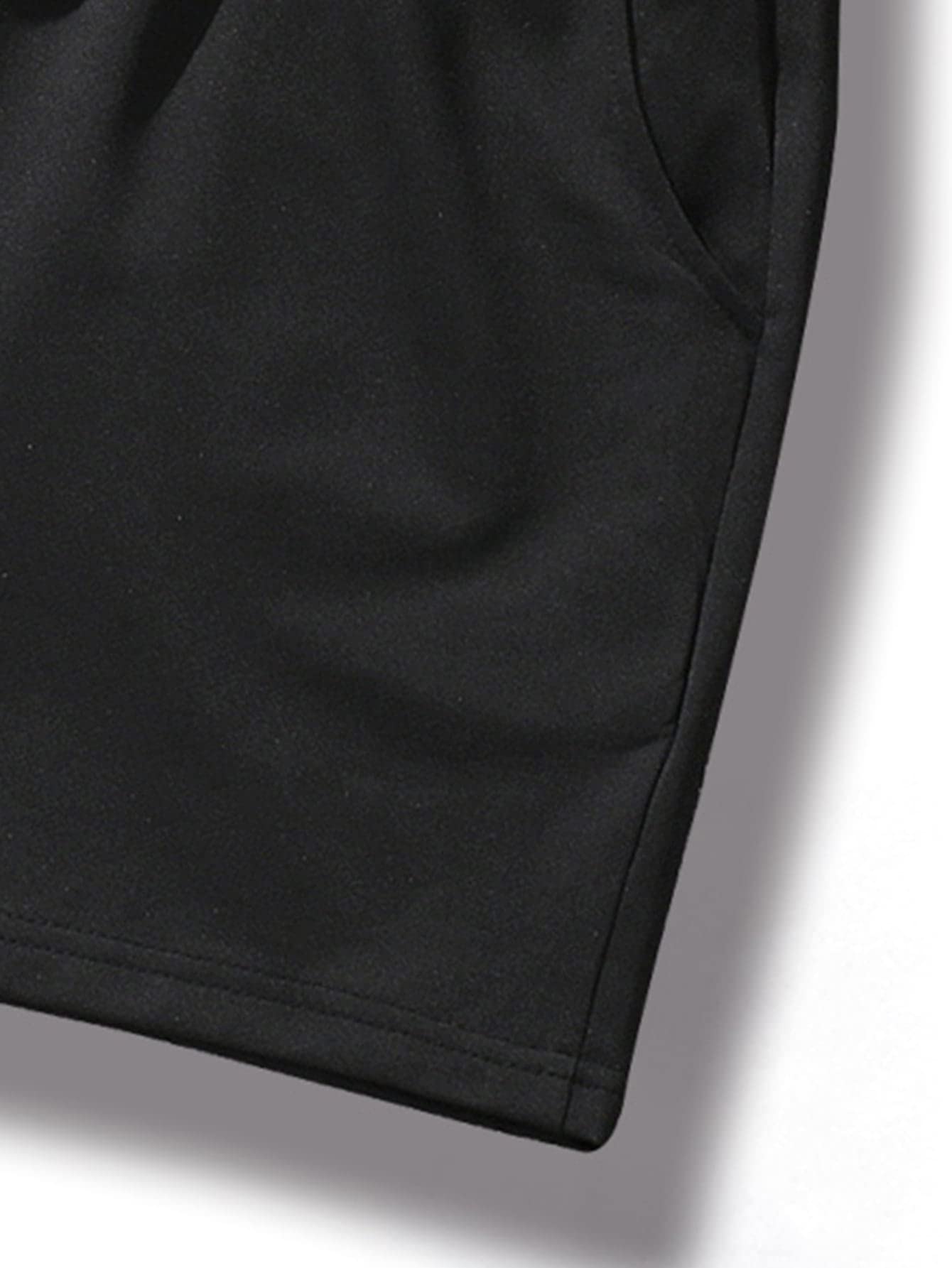 GORGLITTER Men's Cartoon Graphic Running Workout Shorts Drawstring Waist Track Shorts with Pockets Black Cartoon Medium