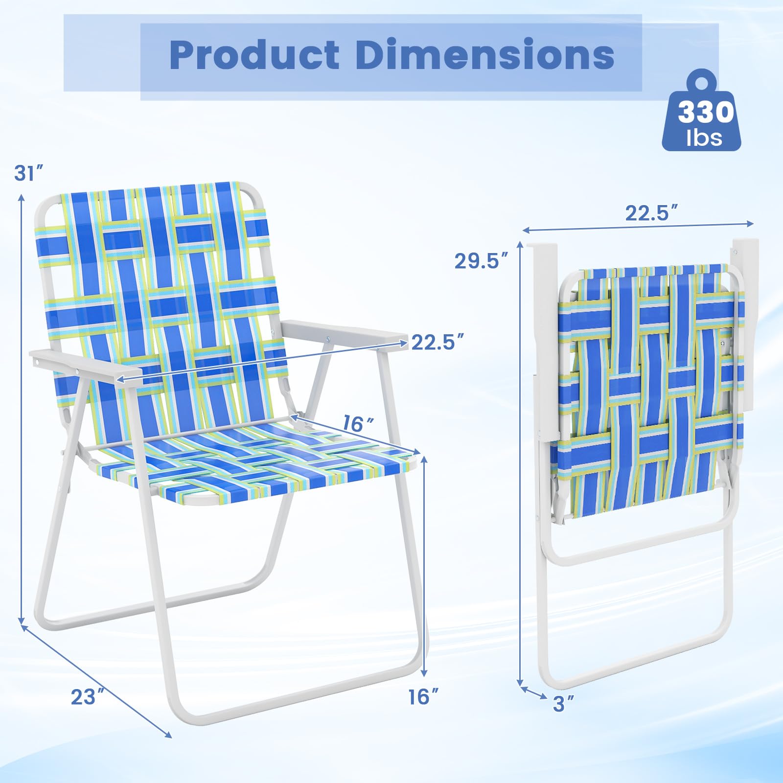 Tangkula Folding Lawn Chairs Set of 6, Portable Webbed Chairs with Webbing Seat & Back, Widened Armrests, Heavy Duty Metal Frame, Lightweight Patio Dinning Chairs for Yard, Camping, Poolside, Beach