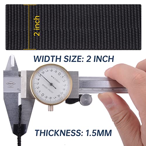 Tinup Webbing 2 Inch Strap Black, Nylon Climbing Webbing Straps 1 Inch Wide, Polypropylene Lawn Chair Webbing Replacement for Indoor or Outdoor Gear, DIY Crafting,Pet Leash