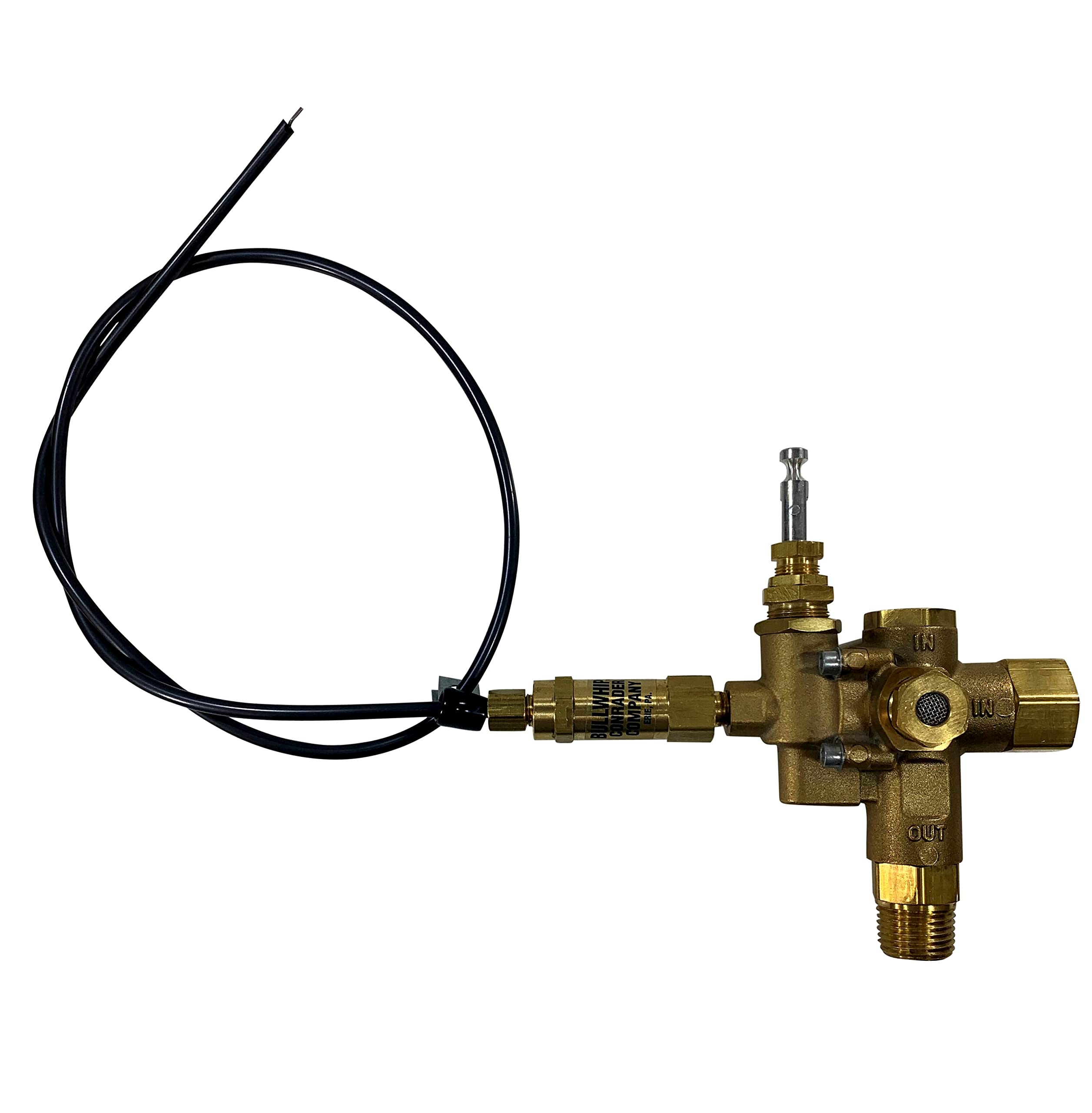 1/2" NPT Side Inlet, All in One Pilot Unloader Check Valve, Includes Throttle Control Cable for 6.5HP Max Gas Compressors (140-175 PSI, 36" Throttle Control Cable & Unloader Valve)