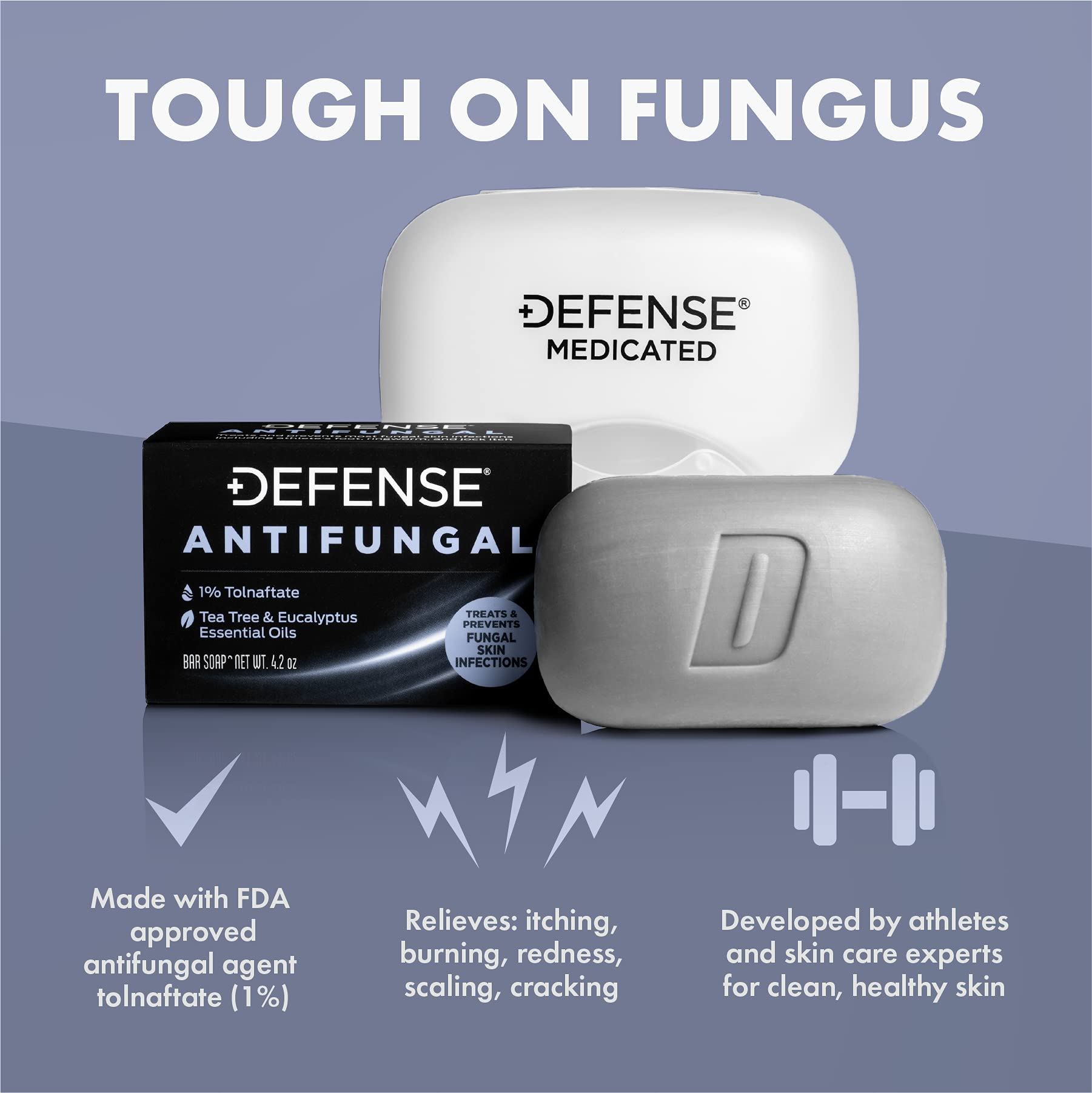 Defense Soap Antifungal Medicated Bar Soap, Tea Tree Body Wipes (40 Count), & Body Wash 12 oz - Natural Shower Gel