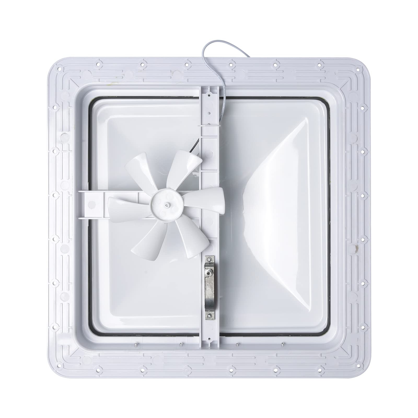 AA Ignition RV Roof Vent with 12V Fan - Fits Camper Trailer Vans, Motorhome, 5th Wheel - 14" x 14" Universal White Lid Roof Vent with 6 Blades - White Lid Inner Translucent Garnish Ring