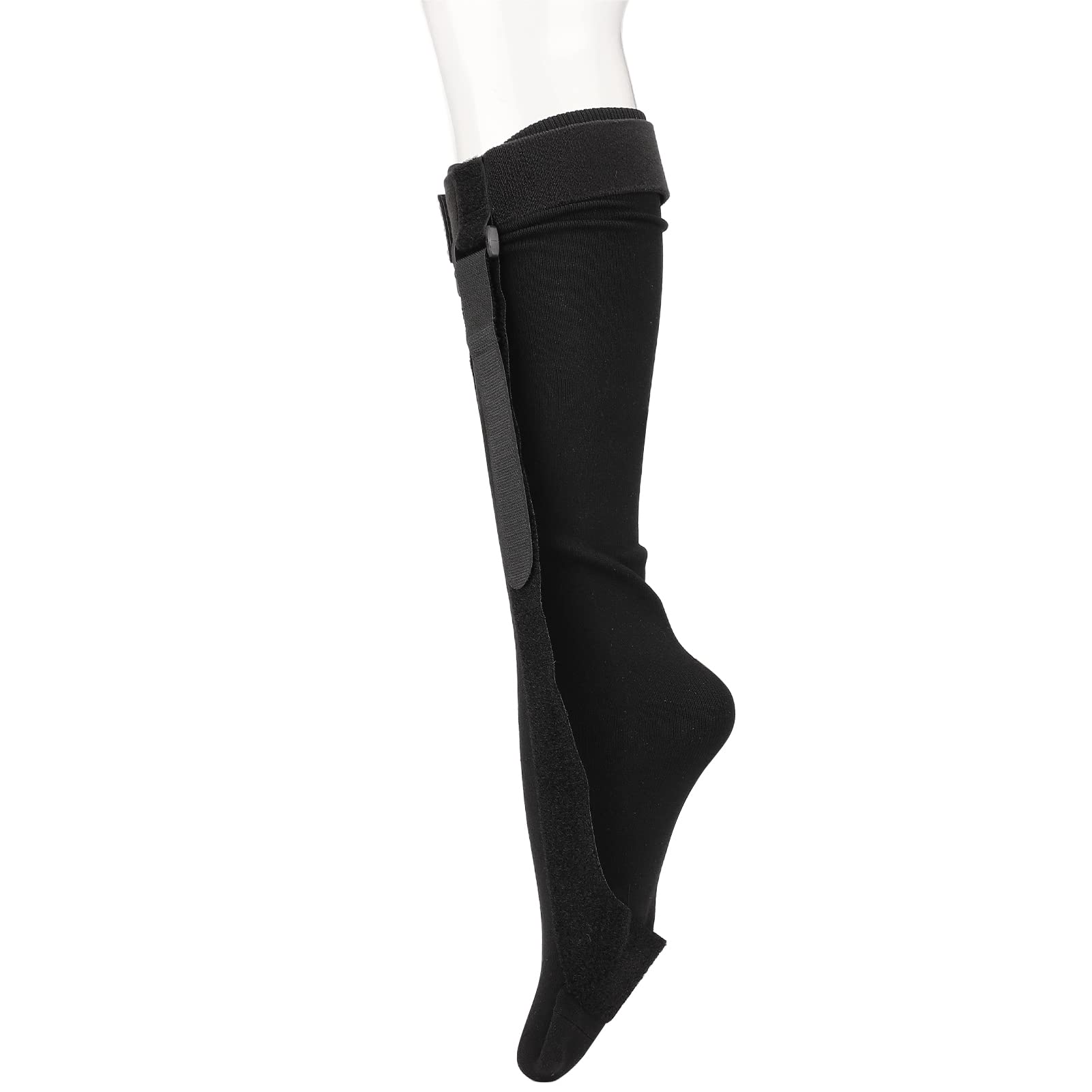 Plantar Fasciitis Night Splint Sock, Adjustable Dual Strap Design Dorsiflexion Night Splint Compression Socks Sleeping Stretch Sock for Fascia, Tendon and Calf Stretching or Arch Pain(L)