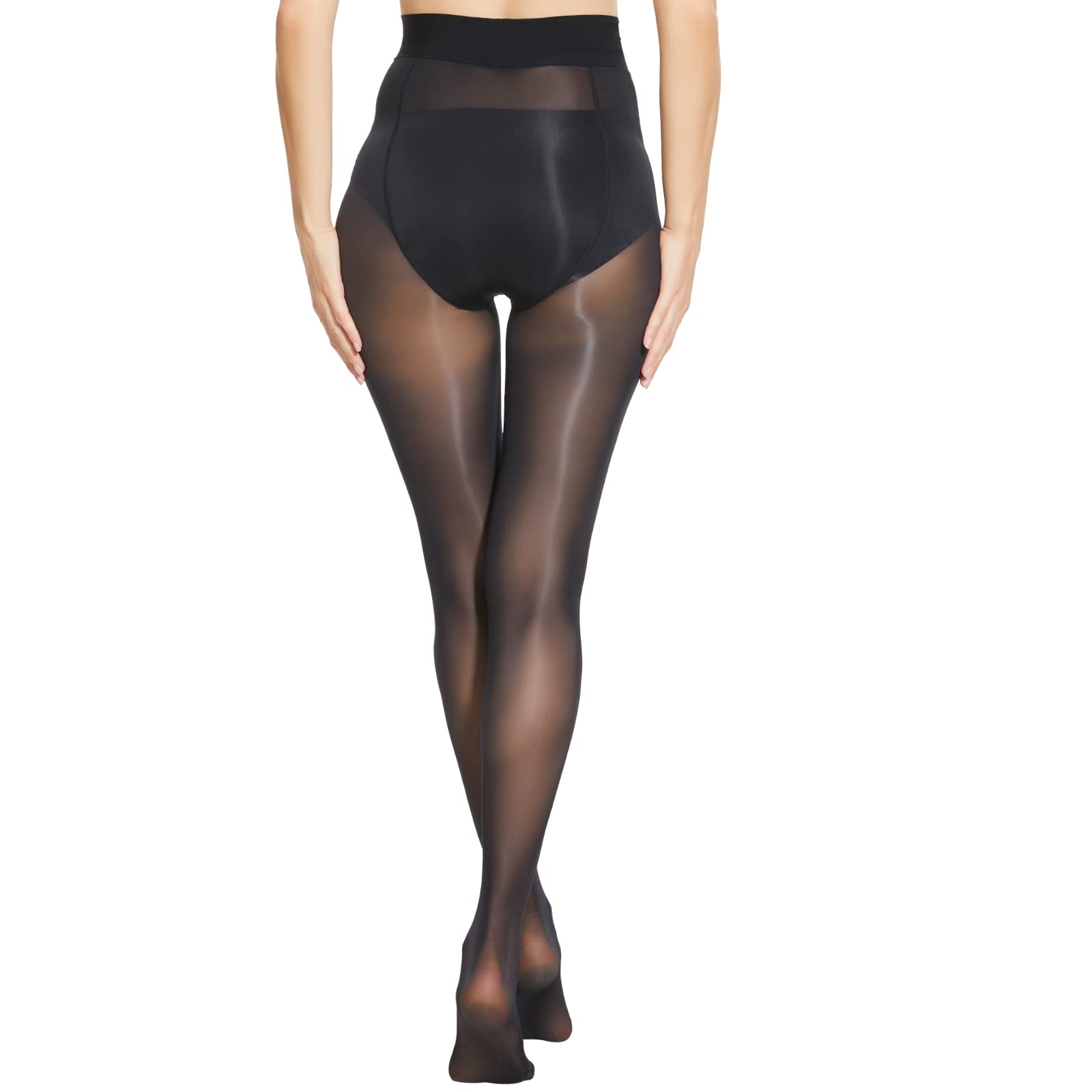 Yilanmy Shiny Sheer Tights 20D Pantyhose for Women Control Top Ultra Shimmery Silk Stockings 2 Pairs