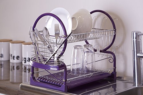 Premier Housewares 2-Tier Dish Drainer - Purple