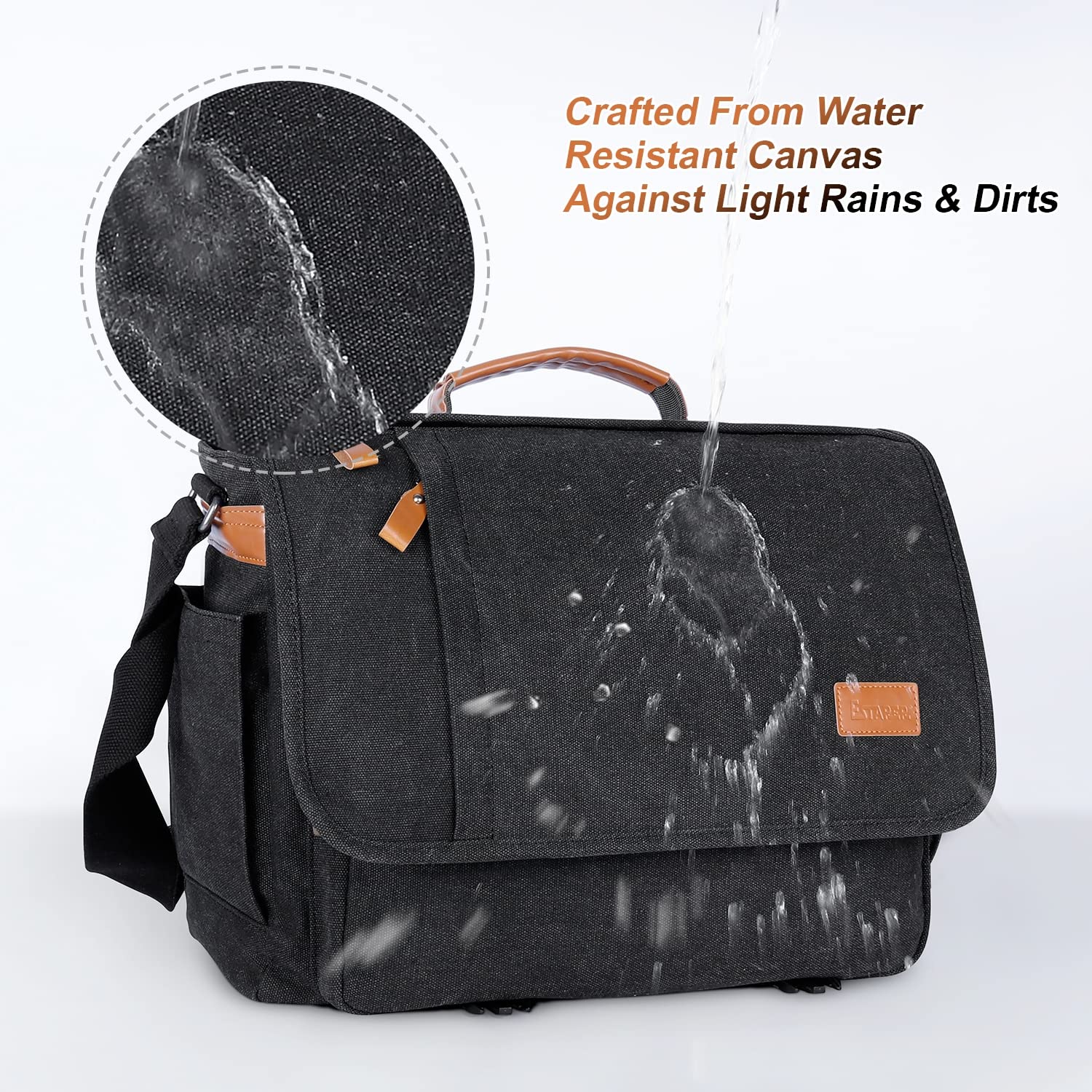 ESTARER Messenger Bag 17-17.3 Inch, Men's Computer Bag Water-resistant Canvas, Teacher Laptop Satchel for Work Office College, Dark Grey