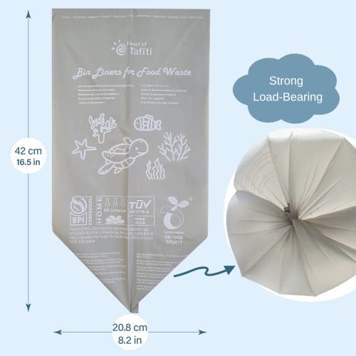 Heart of Tafiti Small Compost Bags 2.6 Gallon, US BPI ASTM D6400 Certified Compostable Trash Bags, Extra Thick Food Scrap Kitchen Waste Bags, 100 Count