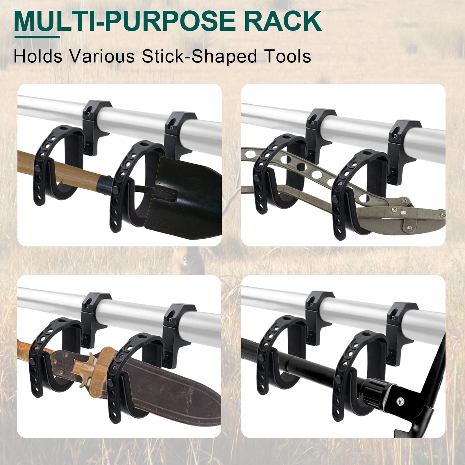 UTV Gun Holders 2 Sets - StarknightMT Roll Bar Tool Gun Racks Fits 1 1.5 1.75 2 Inches Roll Bar, Compatible with Polaris RZR Ranger Can-Am Kawasaki Snowmobile Golf Cart