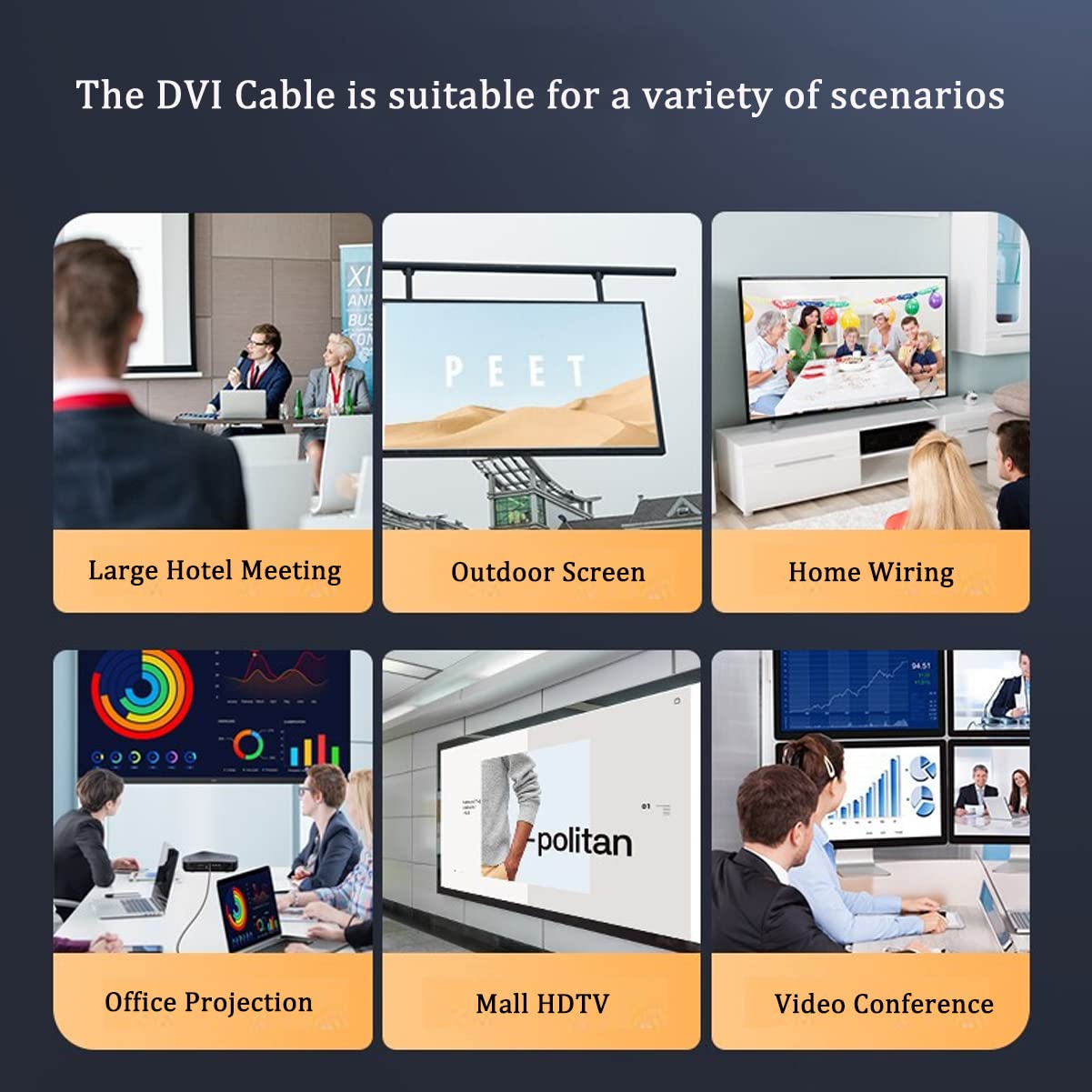 UVOOI DVI Cable 25FT, DVI to DVI-D Cable 25 Feet Long DVI Cord Support 1080P for Computer, PC, Laptop, Monitor, TV and Projector