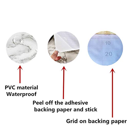 Simplemuji Black Glossy Adhesive Paper Marble Granite Look Effect Countertops Vinyl Film Backsplash Wallpaper Waterproof Oilproof Adhesive Removable 12inch X 79inch