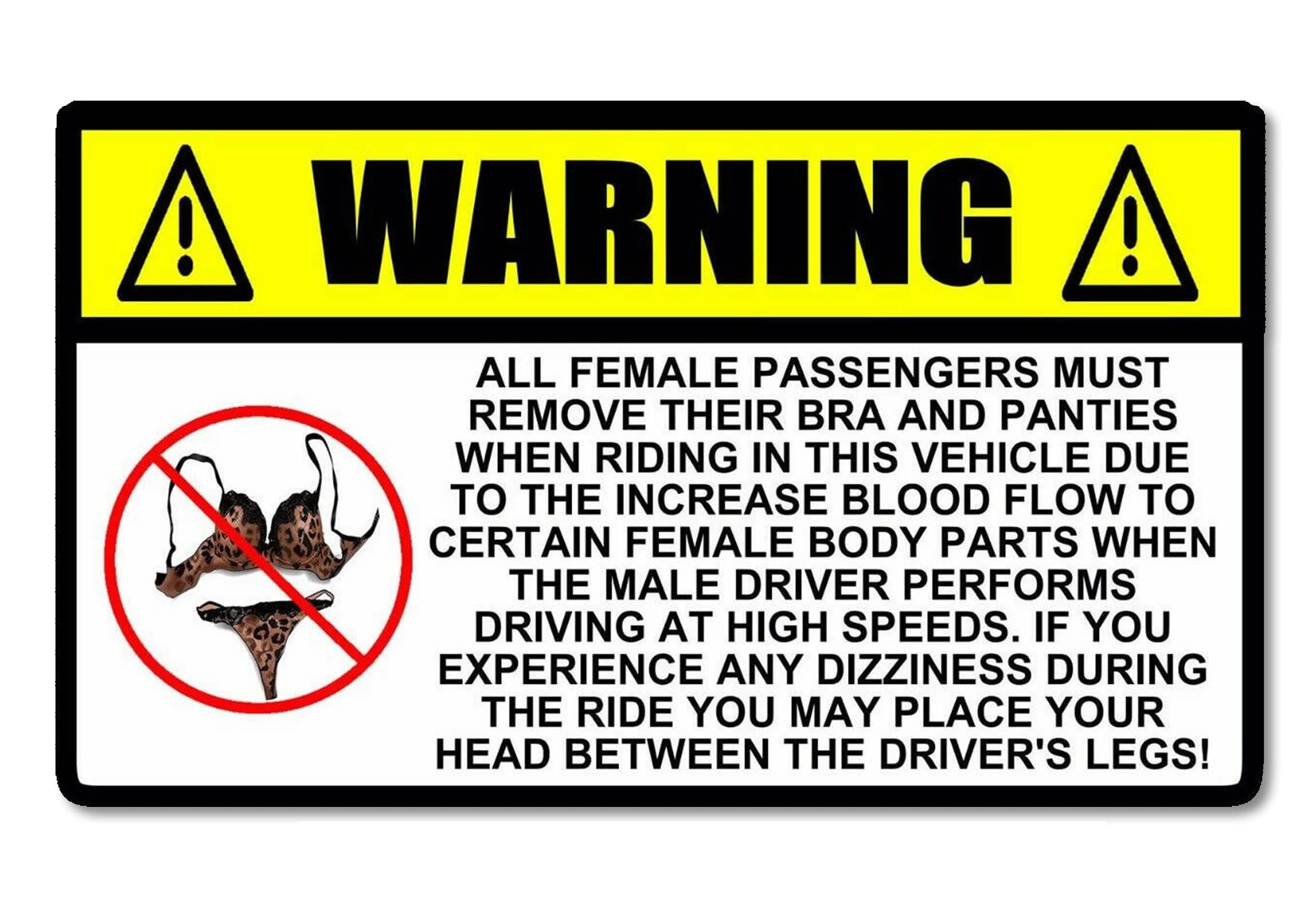 Funny Warning No Bra & Panties Decal Sticker JDM Car Truck Drifting SUV 5"