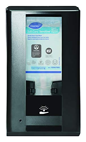 Diversey D6205550 IntelliCare Hybrid Hand Dispenser for SoftCare Liquid Foam Soaps & Sanitizers, Automatic Touchless Activation,Low Content Alerts Refillable, Black, (Pack of 6)