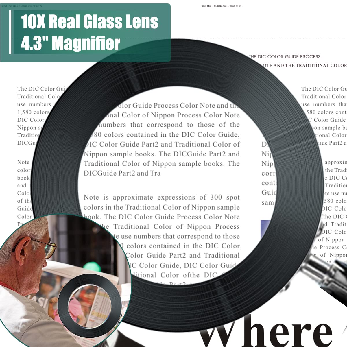 10X Desk Magnifying Glass with Light, 72LED 12W Magnifying Lamp, Magnifying Work Light, 3 Color Modes Stepless Dimmable Craft Lamp, Magnifying Glasses with Light for Close Work Reading Repair