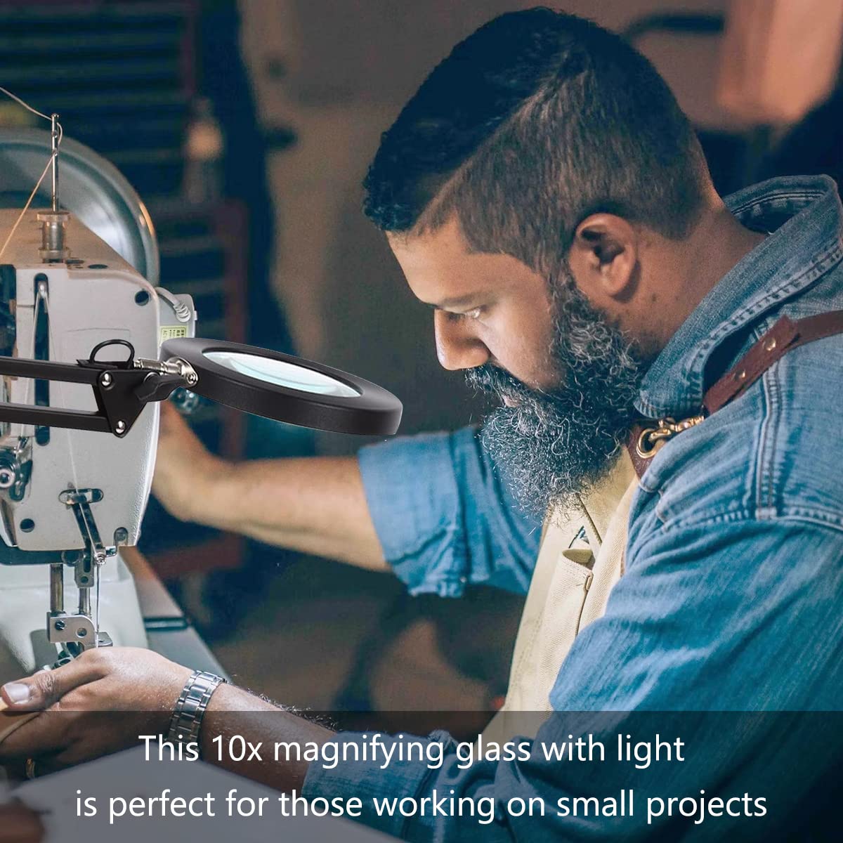 10X Desk Magnifying Glass with Light, 72LED 12W Magnifying Lamp, Magnifying Work Light, 3 Color Modes Stepless Dimmable Craft Lamp, Magnifying Glasses with Light for Close Work Reading Repair