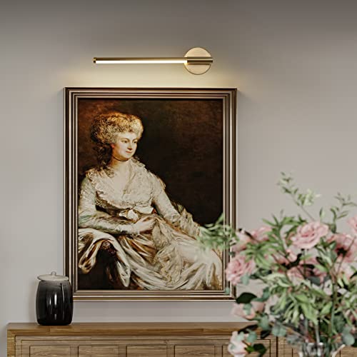 JOOSENLUX Modern LED Picture Lights Gold 19.3" 3000K Long Brass Mid Century Adjustable Linear Gold Wall Sconce Vertically Led Bathroom Vanity Light Swing Arm Left and Down 110V 3000K